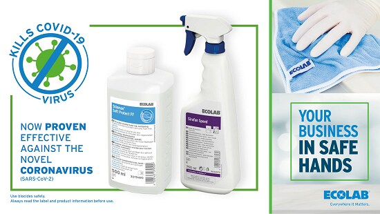Ecolab offers hand and surface disinfectants proven to kill the COVID ...